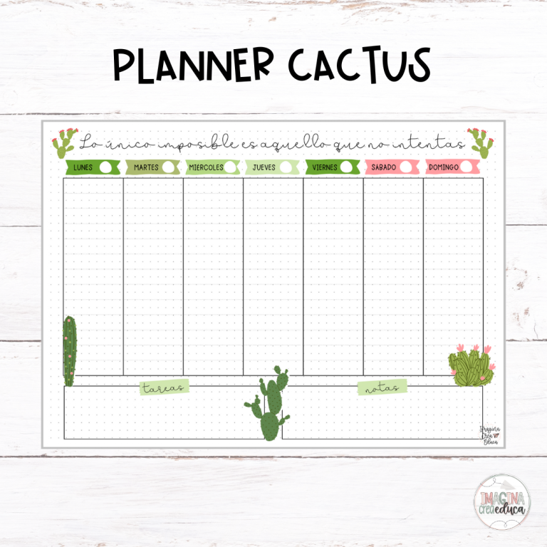 Planner cactus – Imagina, crea, educa