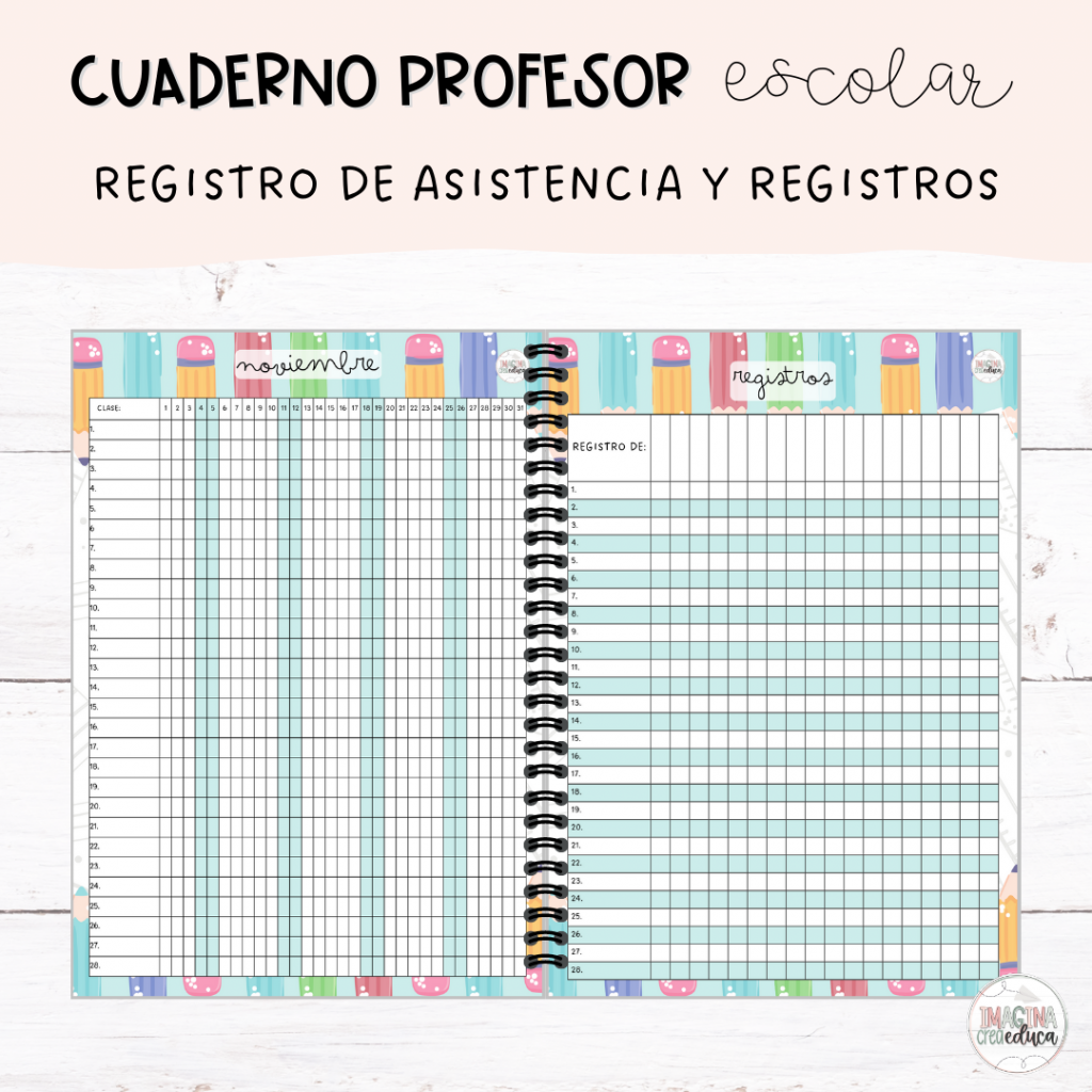 Cuaderno del profesor escolar – Imagina, crea, educa