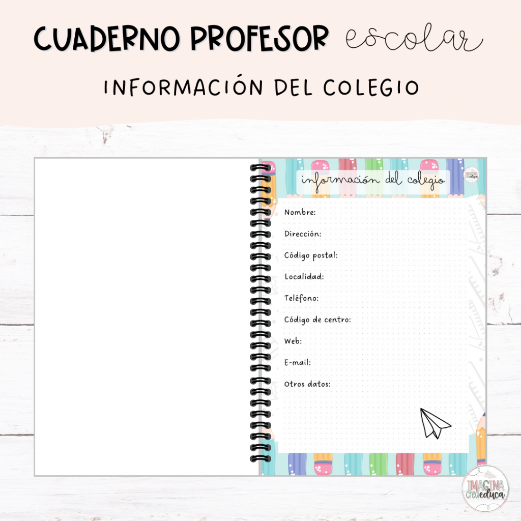 Cuaderno del profesor escolar – Imagina, crea, educa