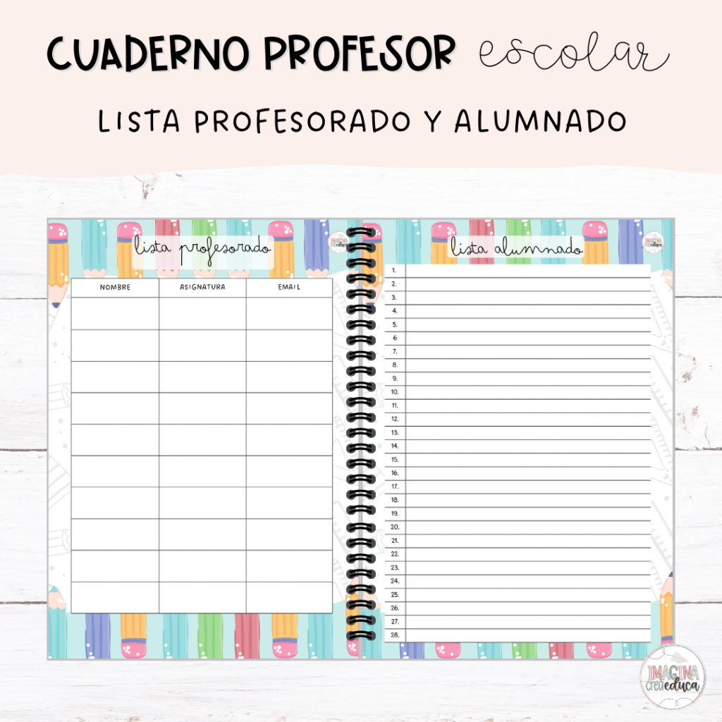 Cuaderno del profesor escolar – Imagina, crea, educa