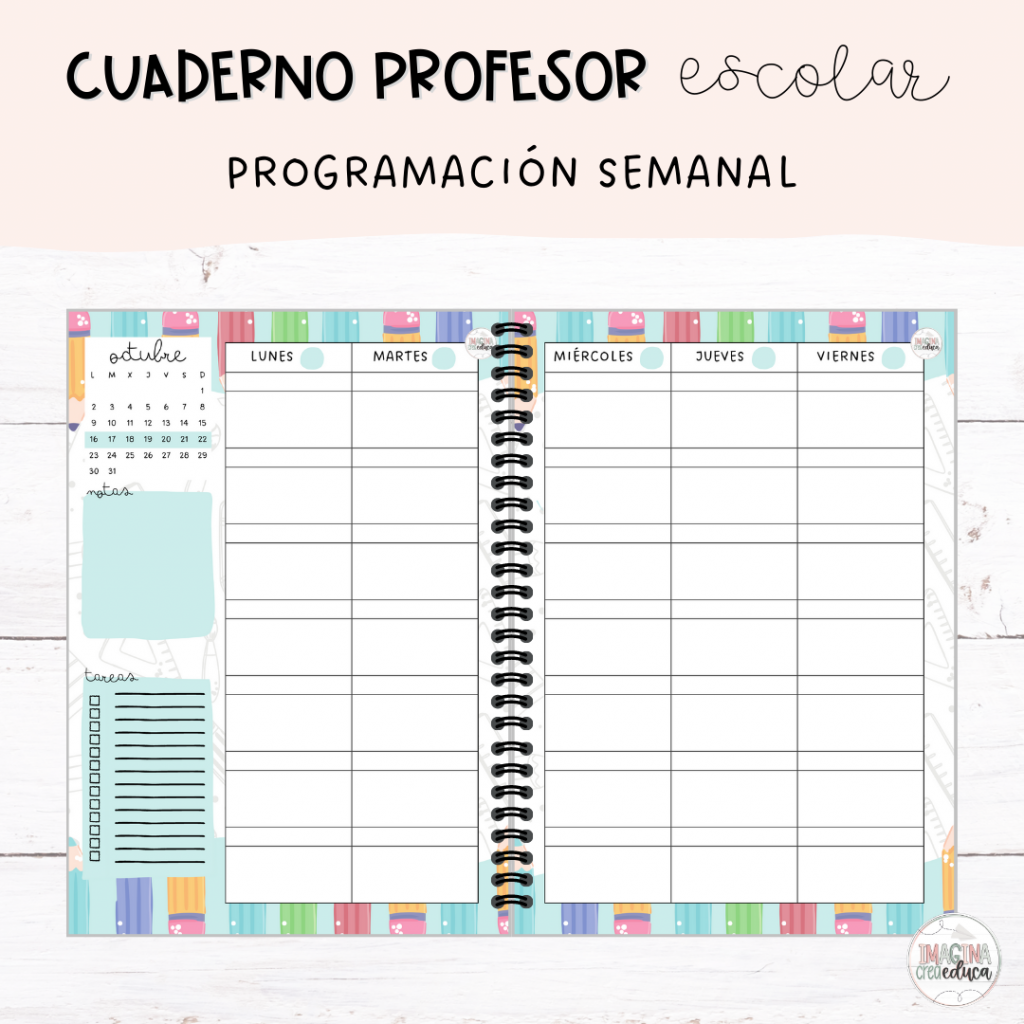 Cuaderno del profesor escolar – Imagina, crea, educa
