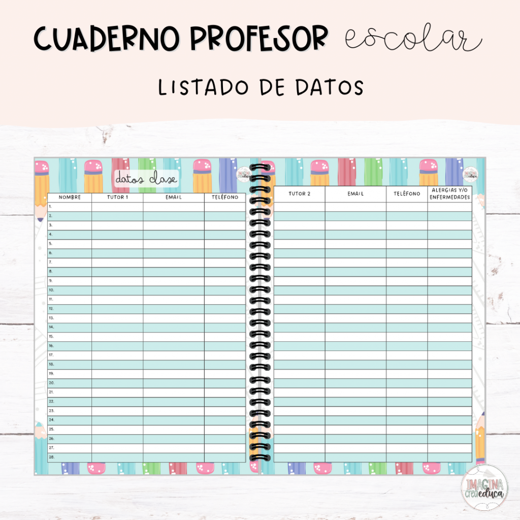 Cuaderno del profesor escolar – Imagina, crea, educa