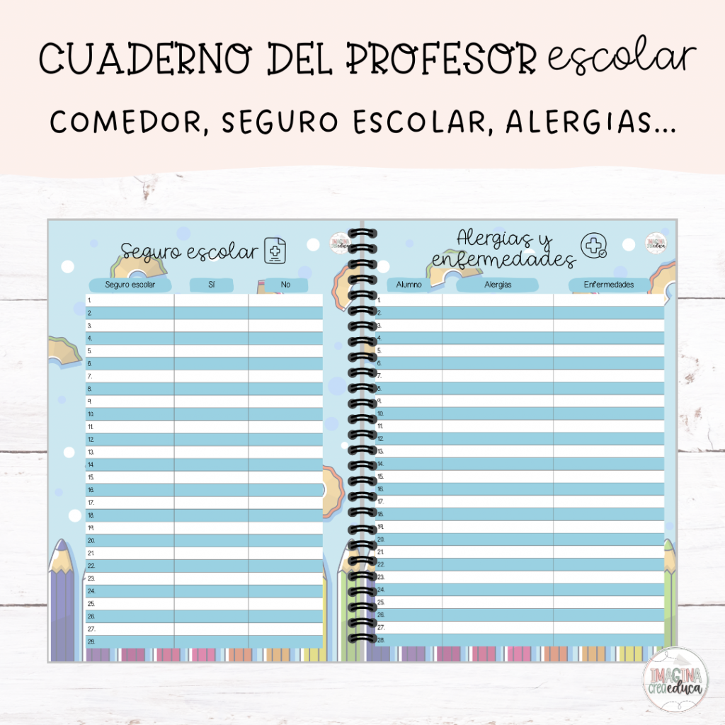 Cuaderno del profesor escolar – Imagina, crea, educa