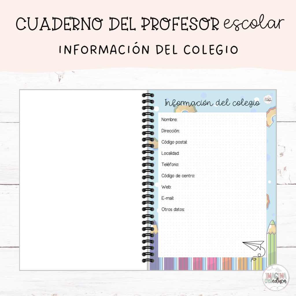 Cuaderno del profesor escolar – Imagina, crea, educa